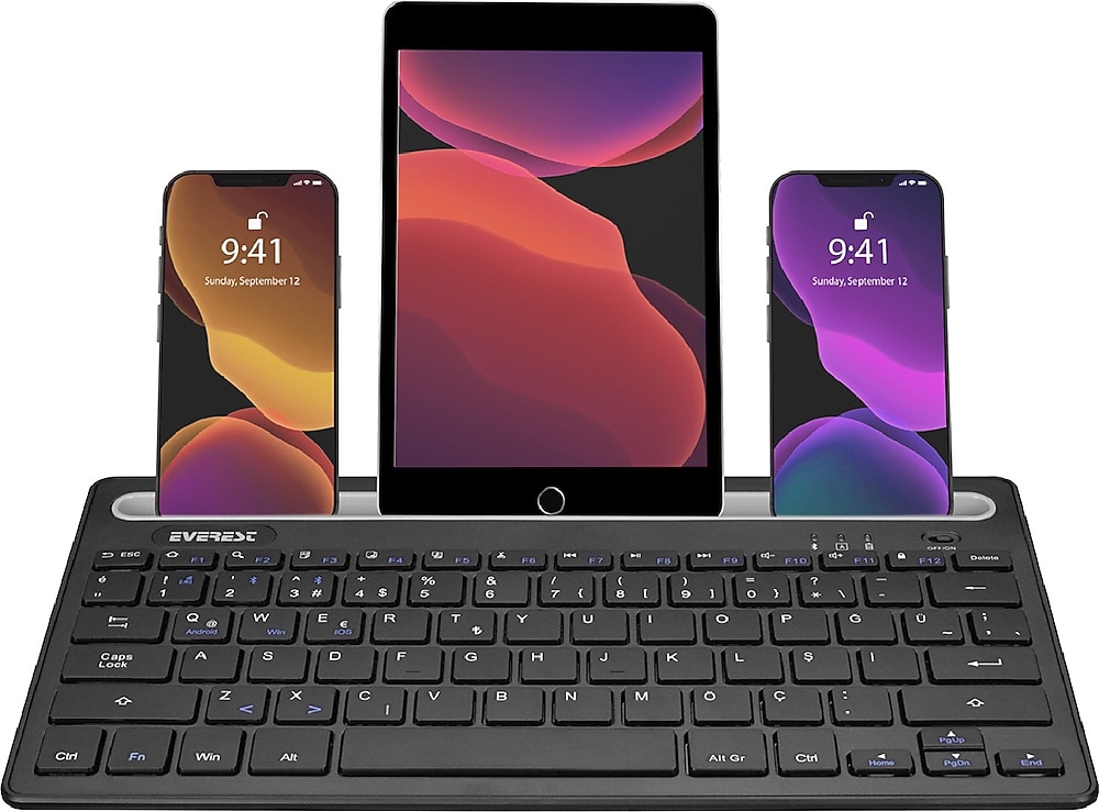 Everest KB-BT82 Siyah-Gümüş Bluetooth Tablet Klavyesi - Banayeni